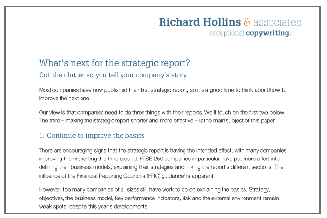 What's next for the strategic report? « Richard Hollins & Associates